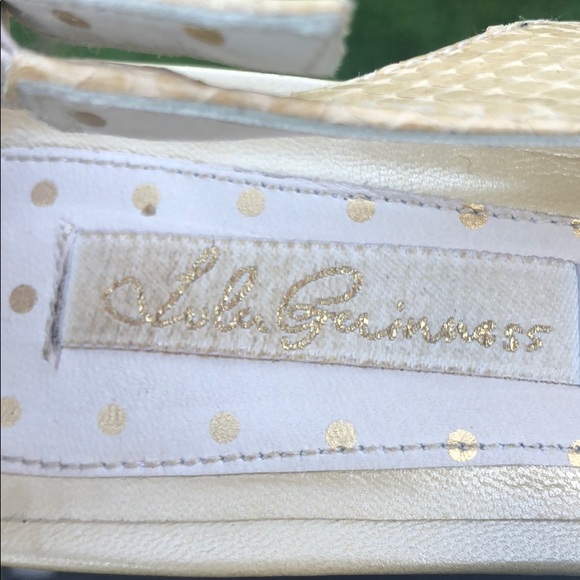 Lulu Guinness | Shoes | Lulu Guinness Bone Color Snake Skin Open Toe ...